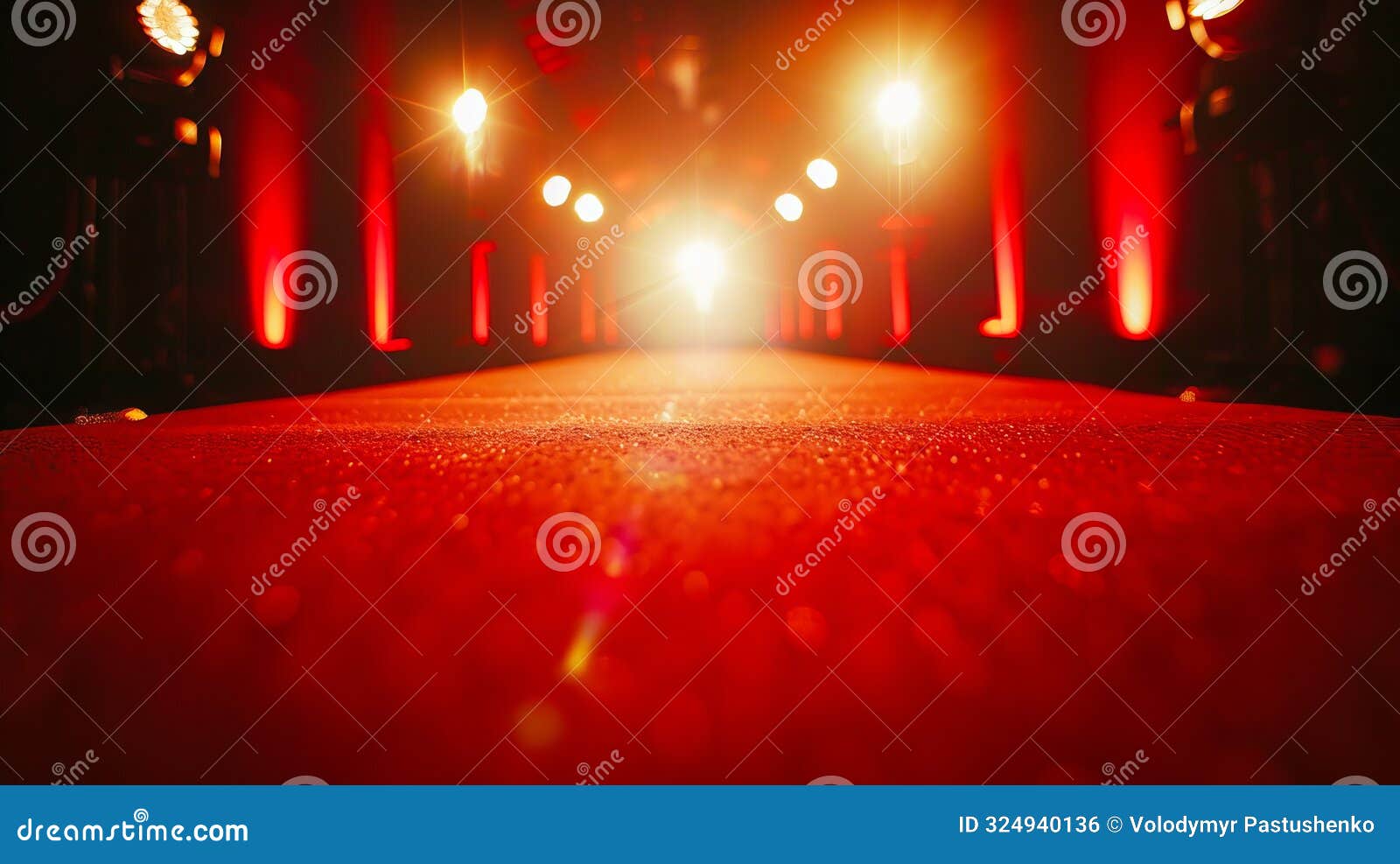 Red Carpet with Lights and a Dark Background Stock Photo - Image of ...