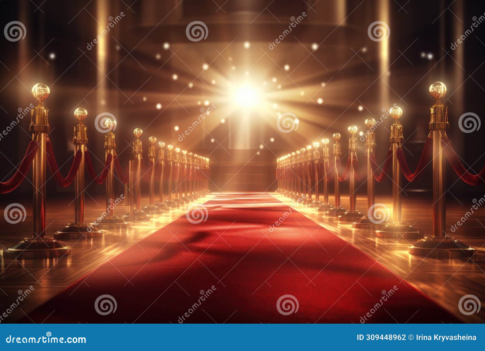 Red Carpet with Lights in the Spotlight Stock Photo - Image of ...