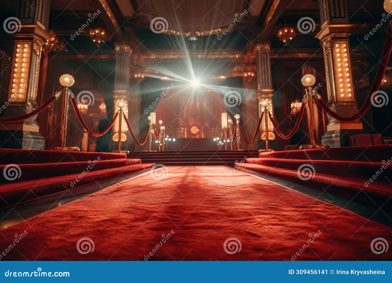 Red Carpet with Lights in the Spotlight Stock Image - Image of ...