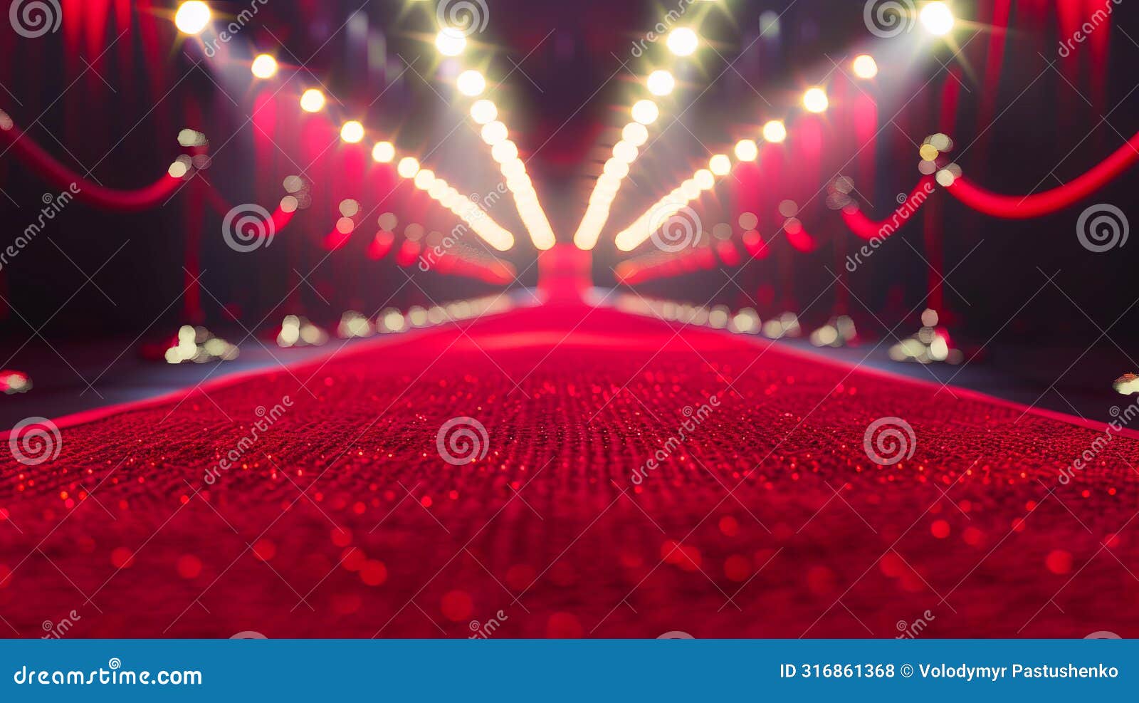 Red Carpet with Lights and a Stage Stock Photo - Image of cloth ...