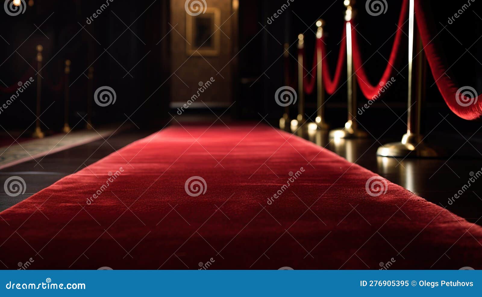 A Red Carpet Lined Up with Gold Poles and a Red Carpet Stock Image ...