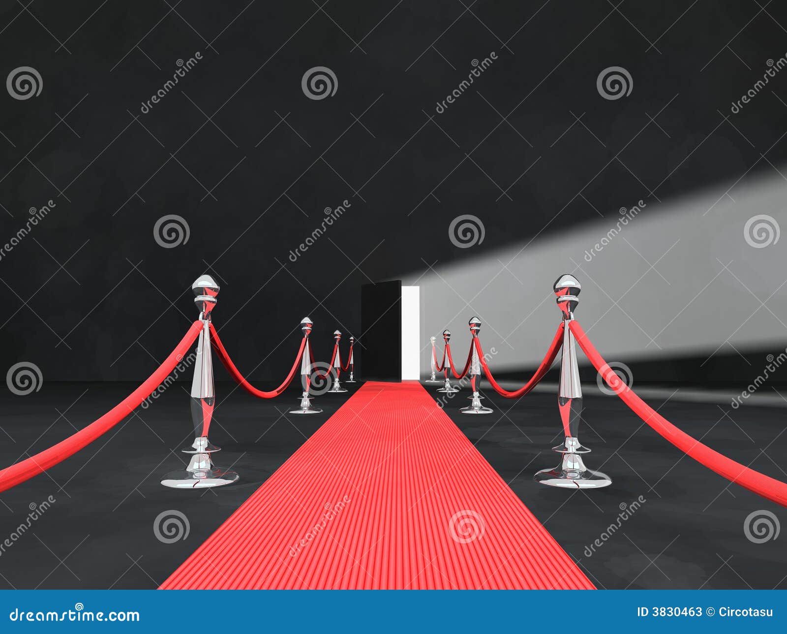 Red carpet with open door stock illustration. Illustration of glow ...