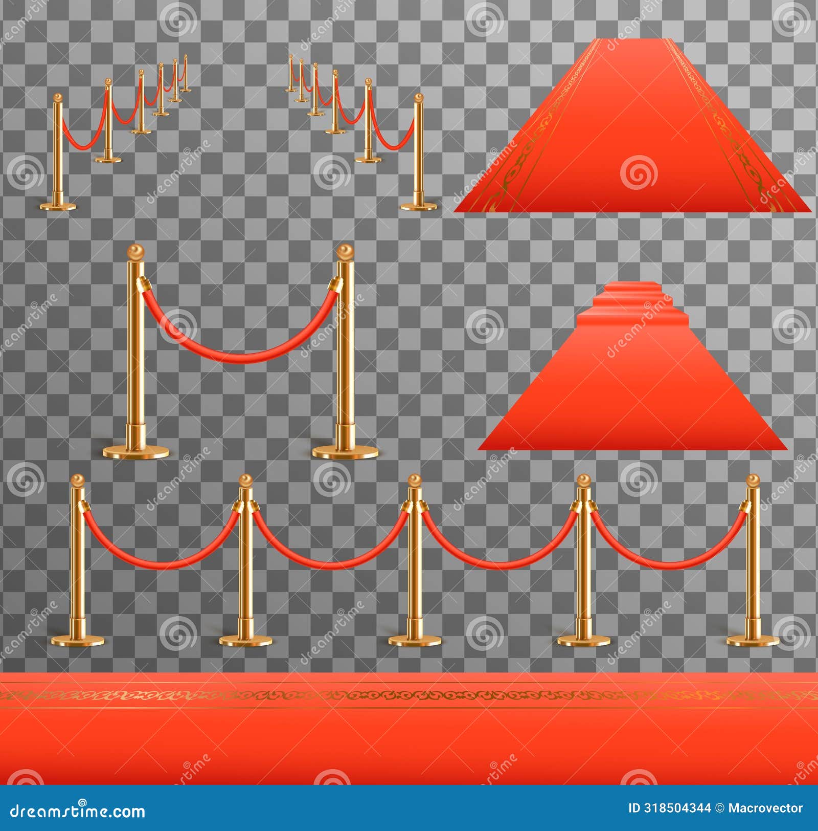 Red Carpet Realistic 3d Set Stock Illustration - Illustration of ...