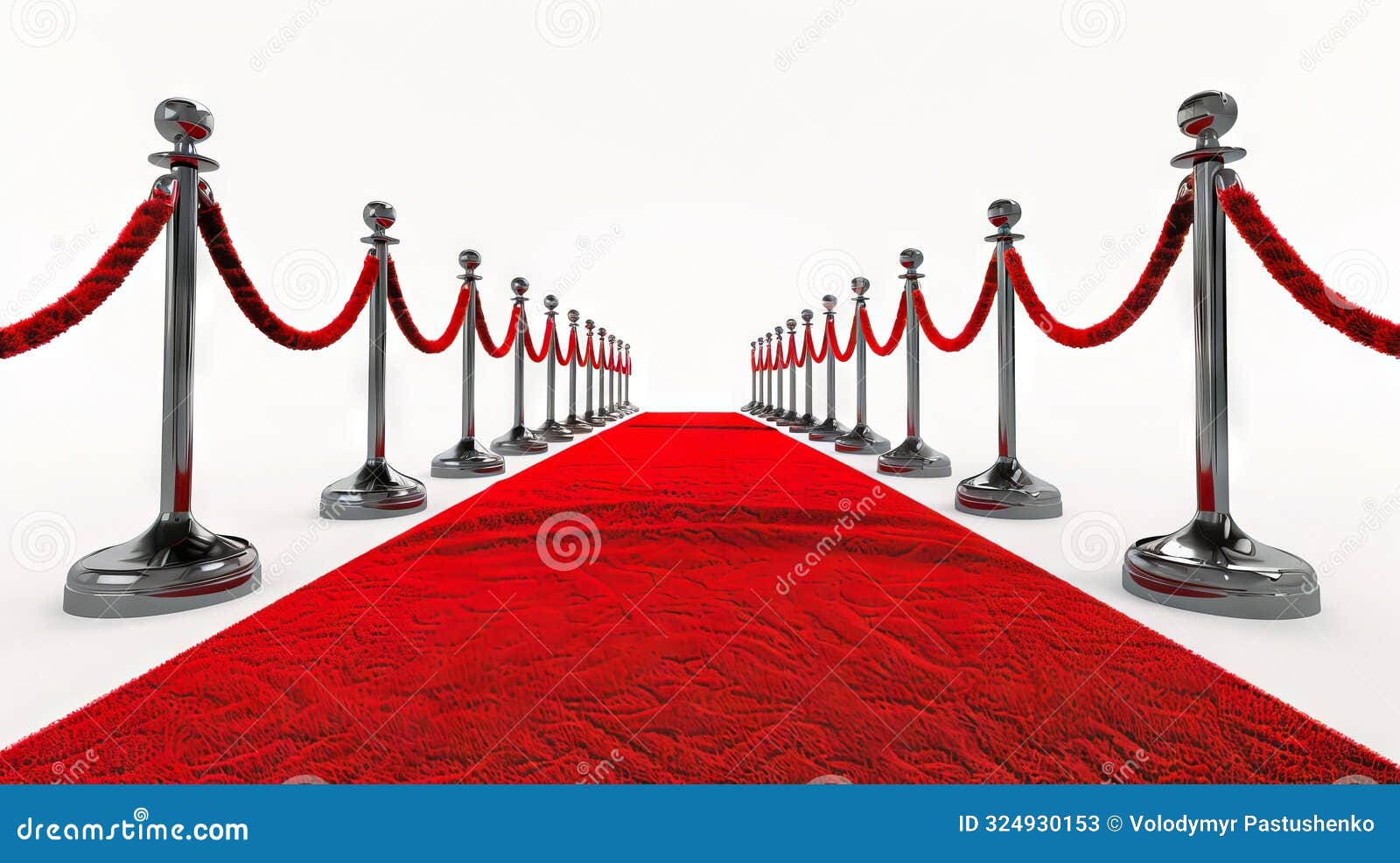 A Red Carpet with Ropes and Barriers Stock Image - Image of rope ...