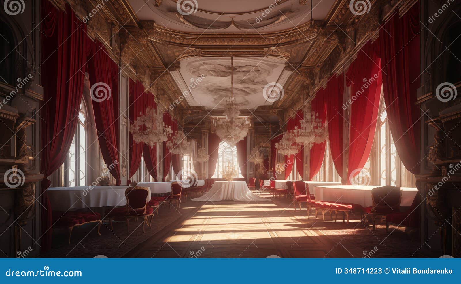 Red Carpet in Royal Palace Interior, 3d Rendering. Computer Digital ...