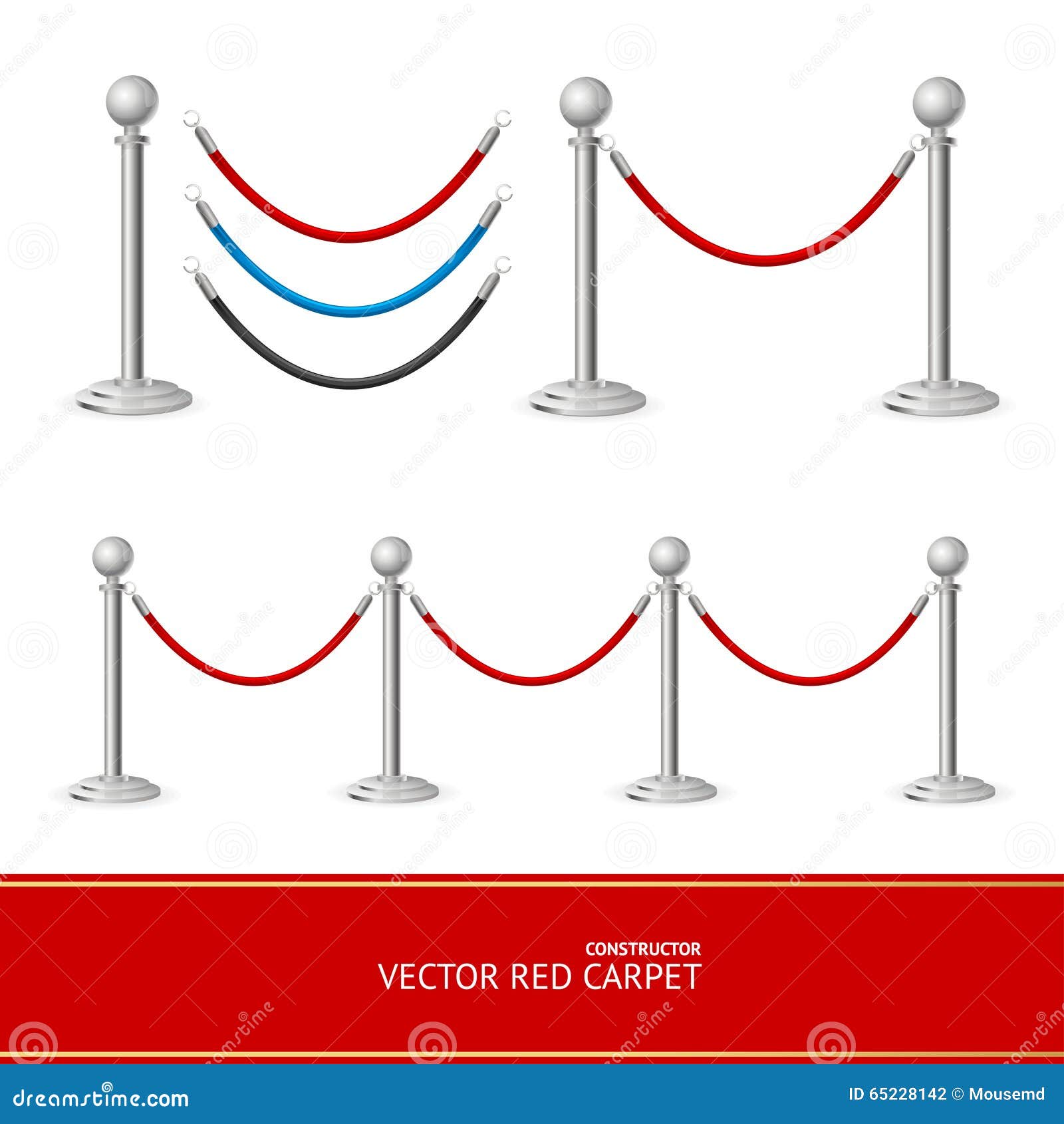 Red Carpet And Silver Barriers Realistic Vector. VIP Event, Luxury ...