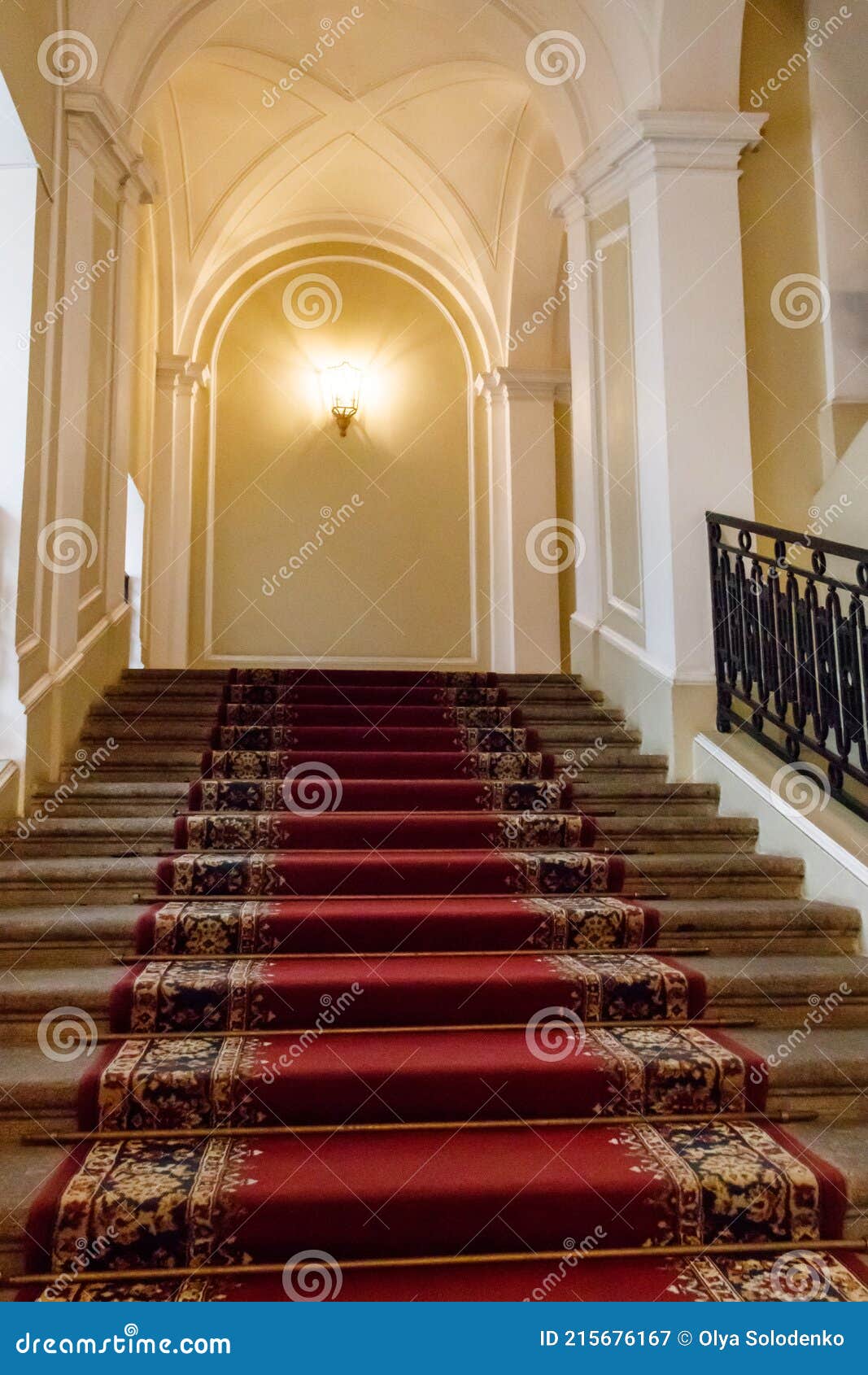 Red Carpet on the Staircase in Luxury Interior Stock Image - Image of ...