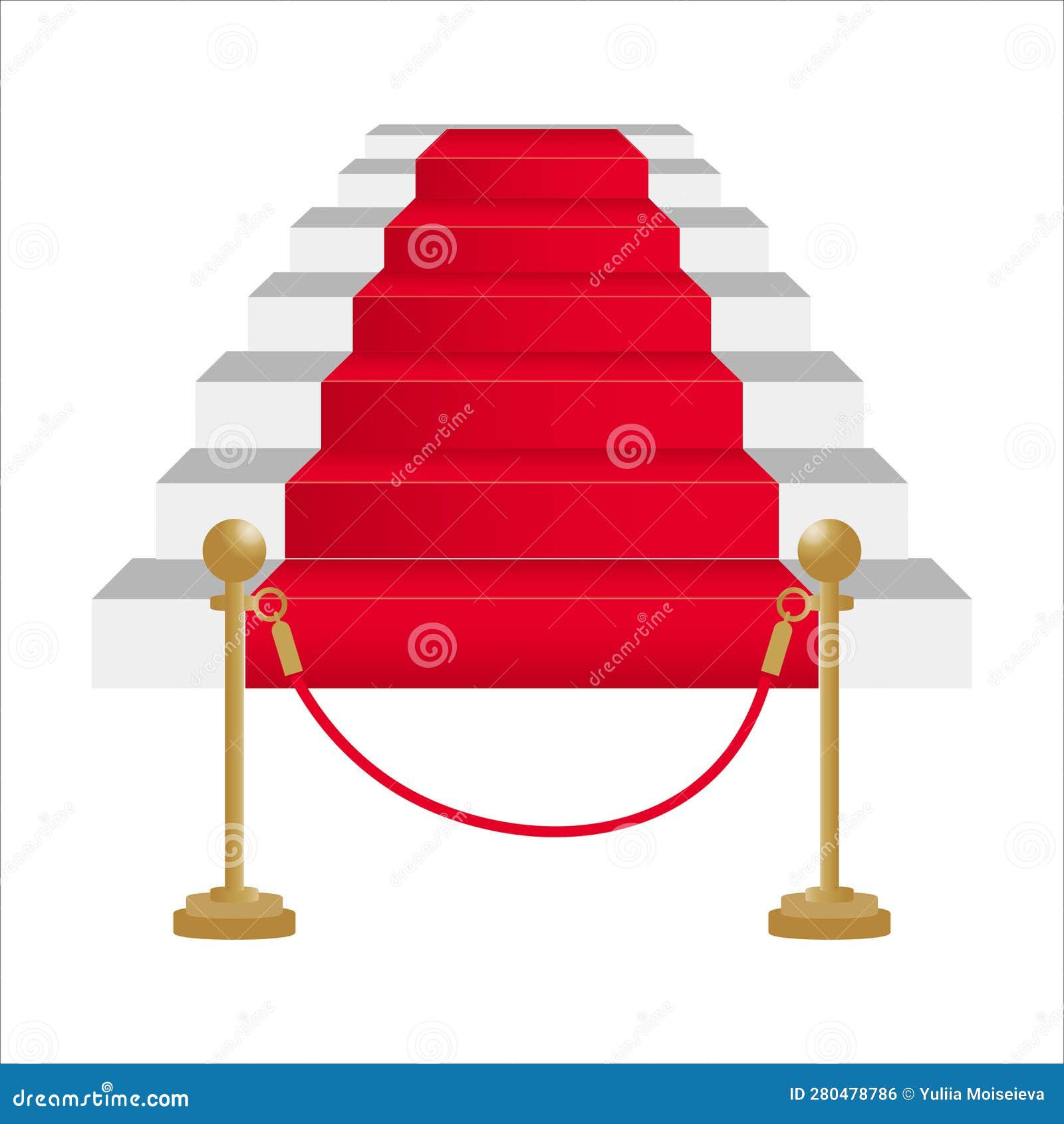 Red Carpet on Stairs with Railing Vector, Illustration Stock Vector ...