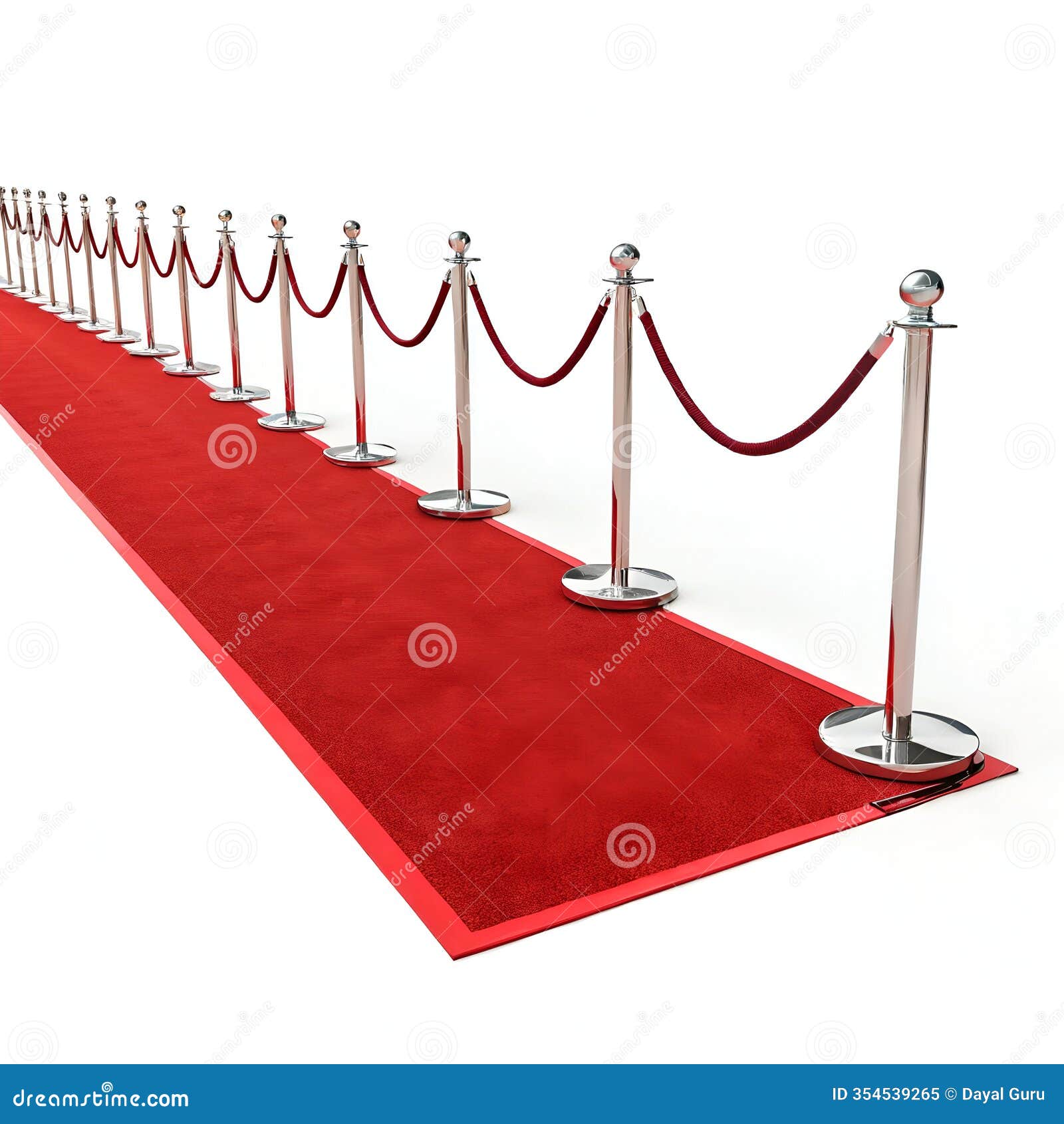 Red Carpet with Stanchions Isolated on White Background Stock ...