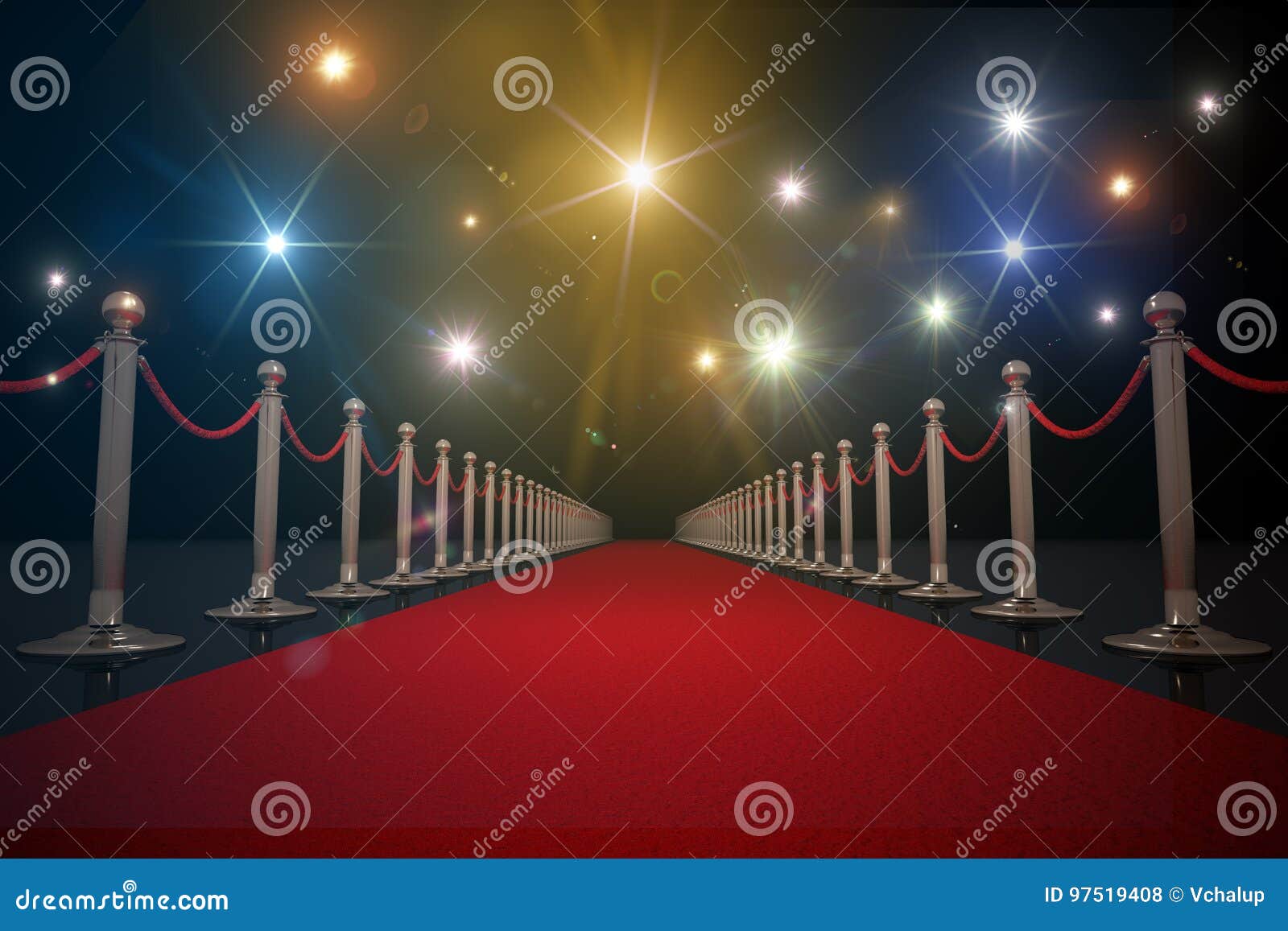 Red Carpet for VIP. Flash Lights in Background Stock Illustration ...