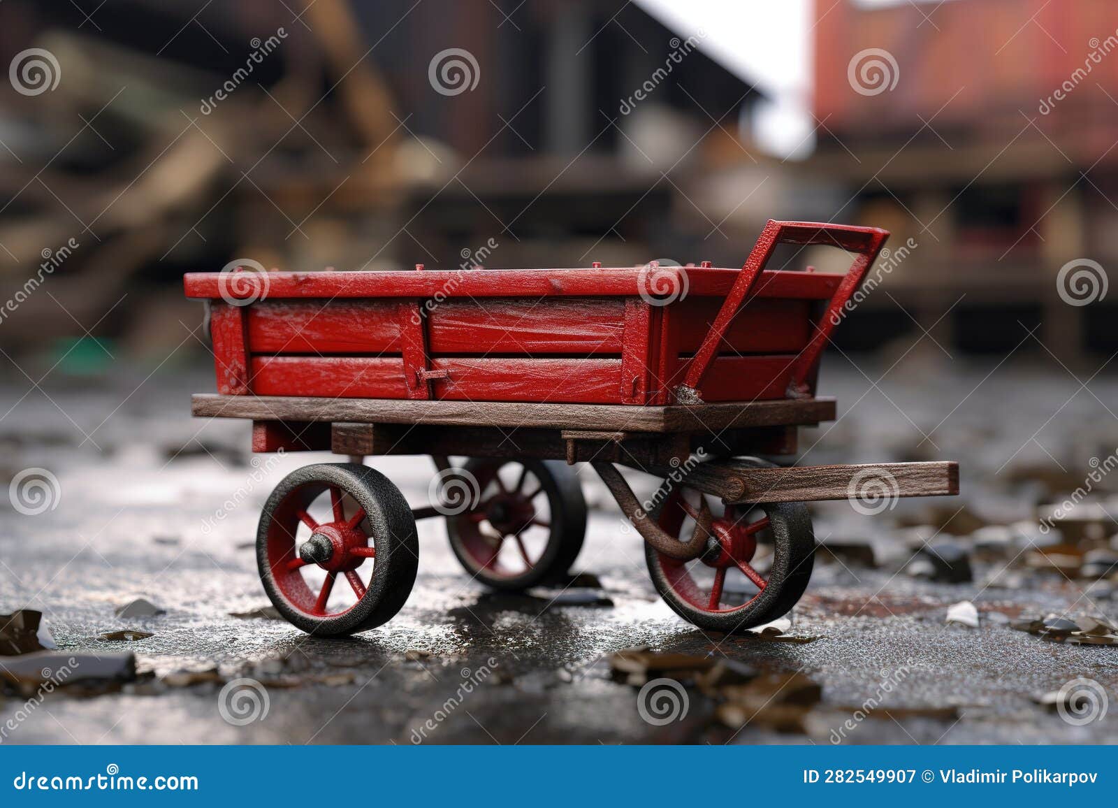 Red Cart in the Village. Generated by AI Stock Illustration ...