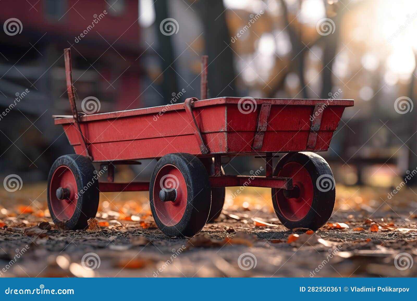 Red Cart in the Village. Generated by AI Stock Illustration ...