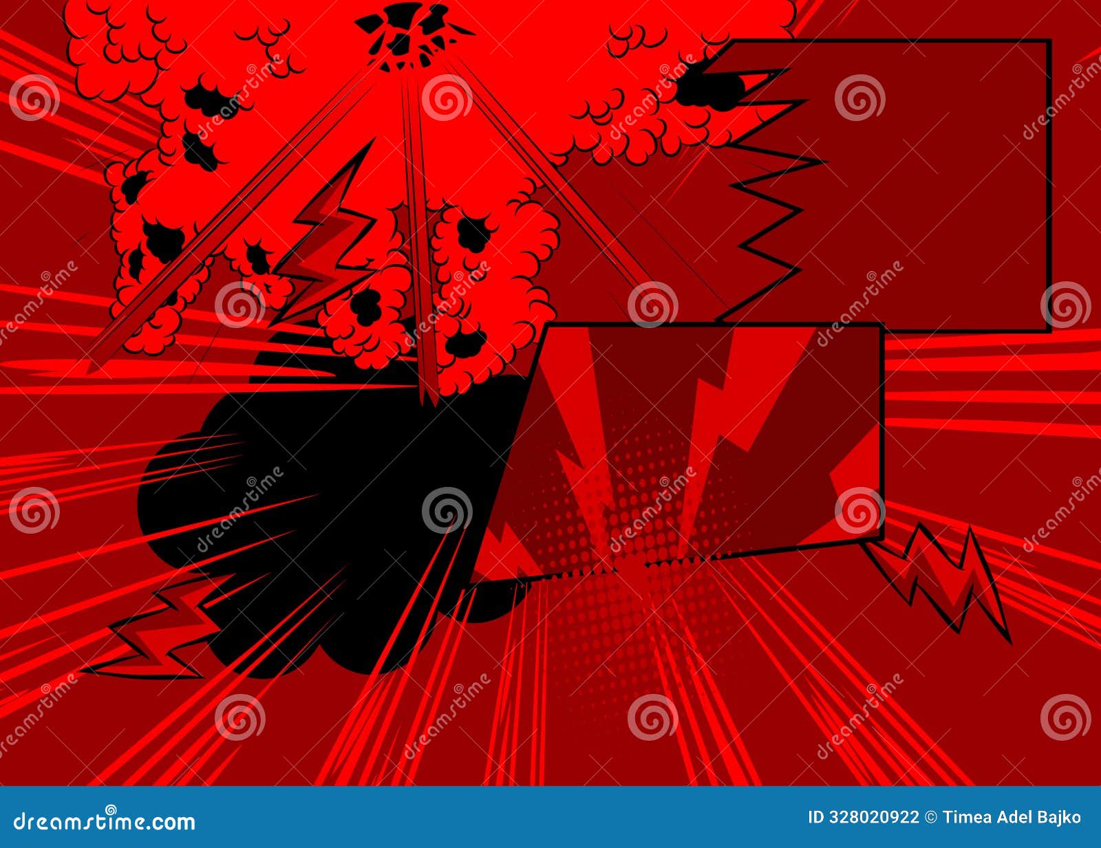 Red Cartoon Background, Comic Book Abstract Backdrop. Retro Vector ...