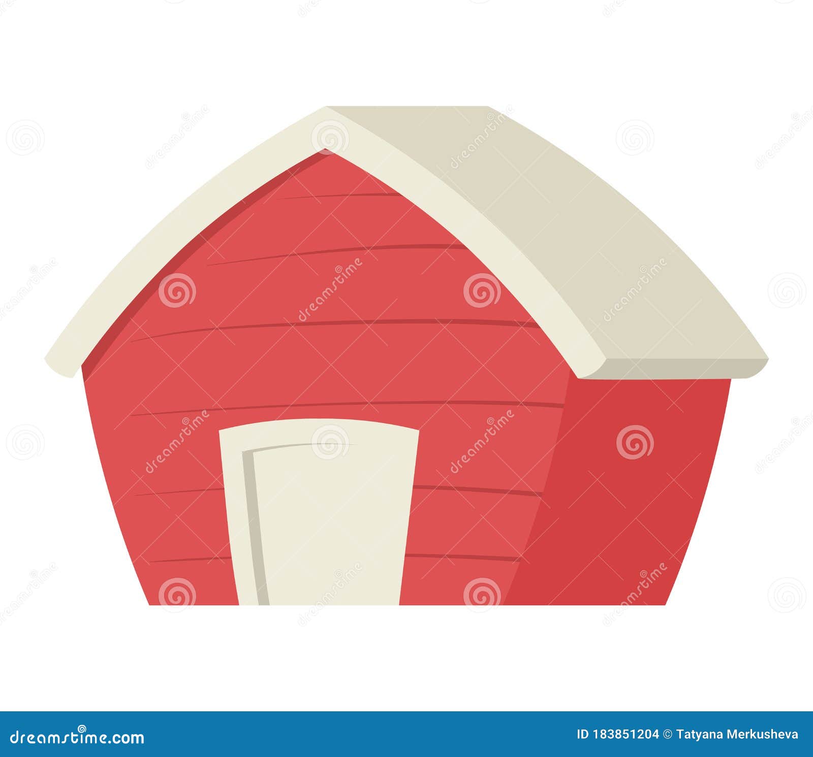 Red Cartoon Barn. Flat Vector Illustration, Isolated On White ...