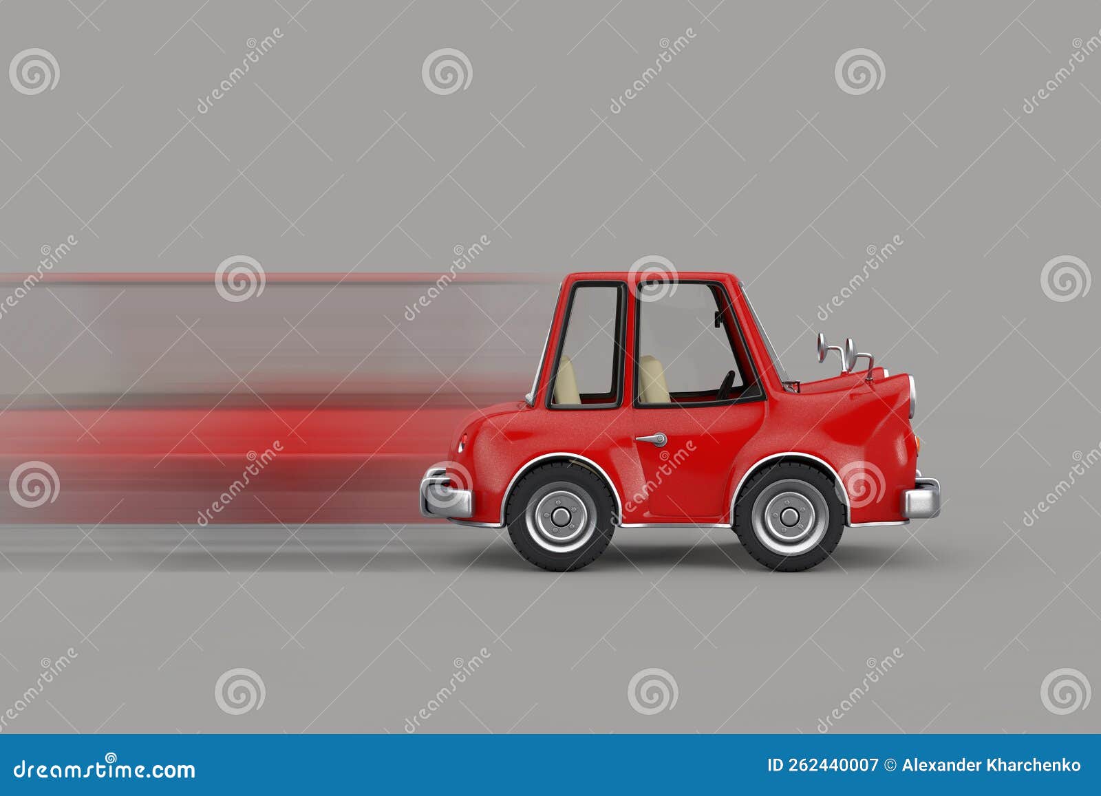 Red Cartoon Car in Motion. 3d Rendering Stock Illustration ...