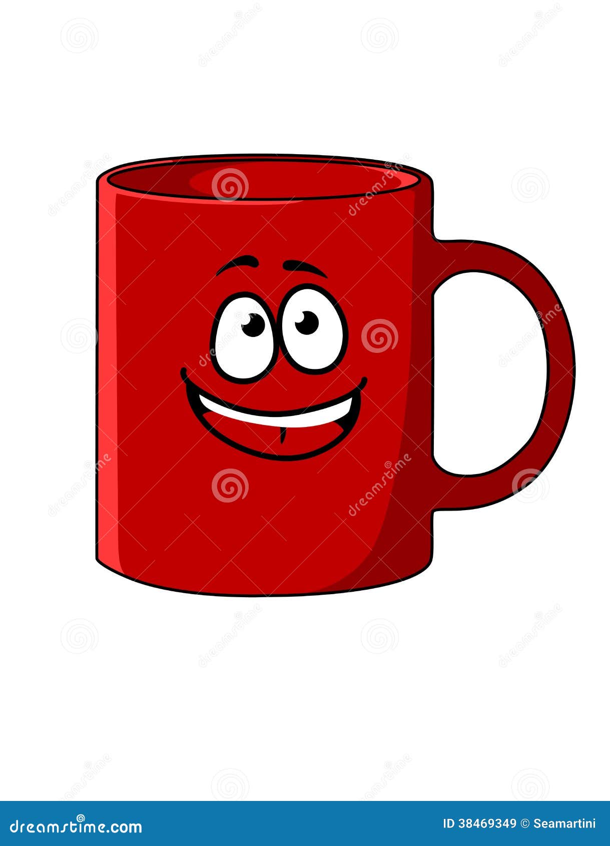 Red Cartoon Coffee Mug with a Happy Face Stock Vector - Illustration of ...