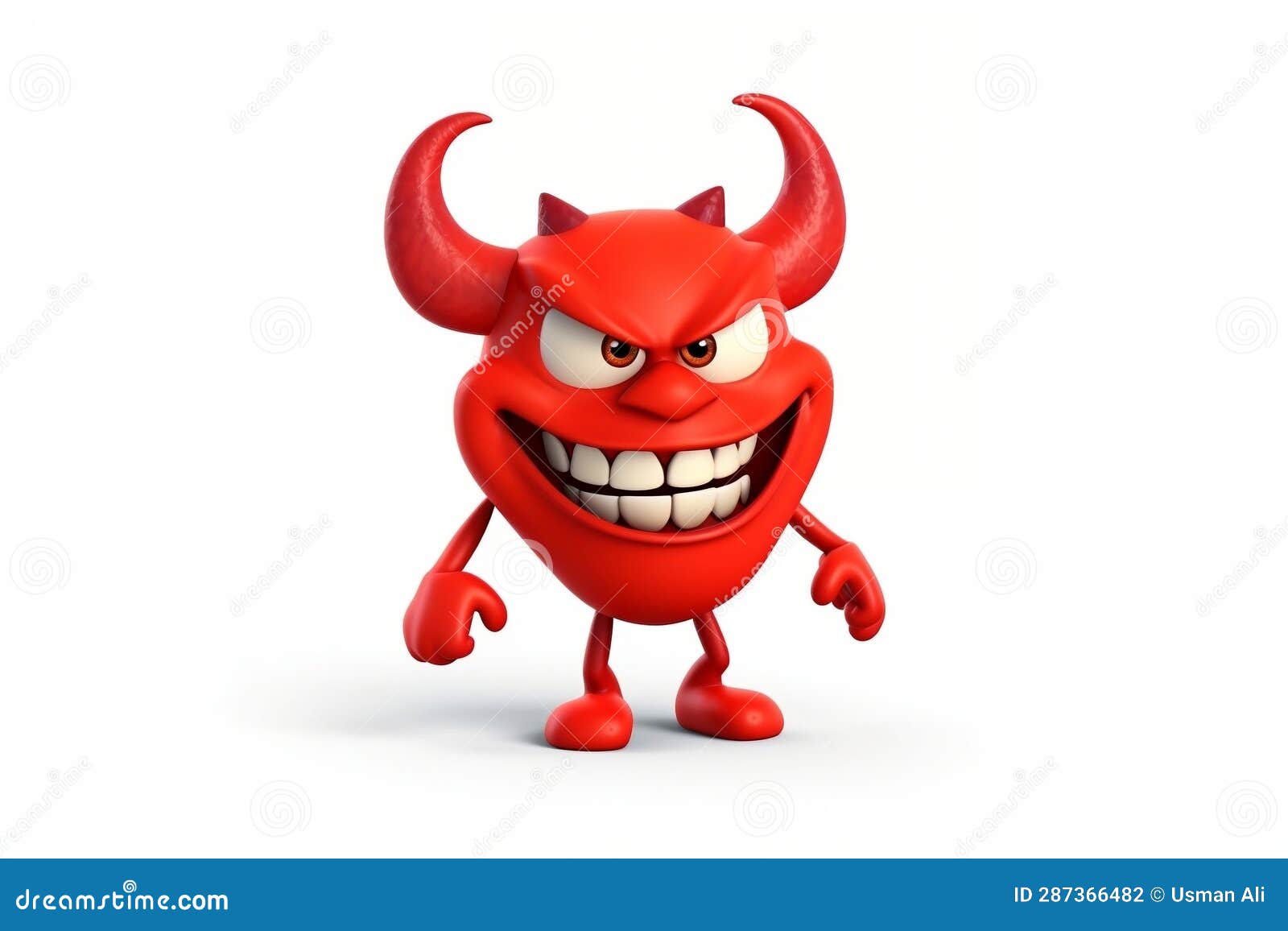 Red Cartoon 3D Devil On Transparent Background. AI Royalty-Free Stock ...