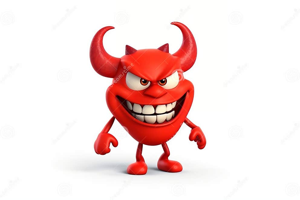 Red Cartoon 3D Devil on Transparent Background. AI Stock Illustration ...