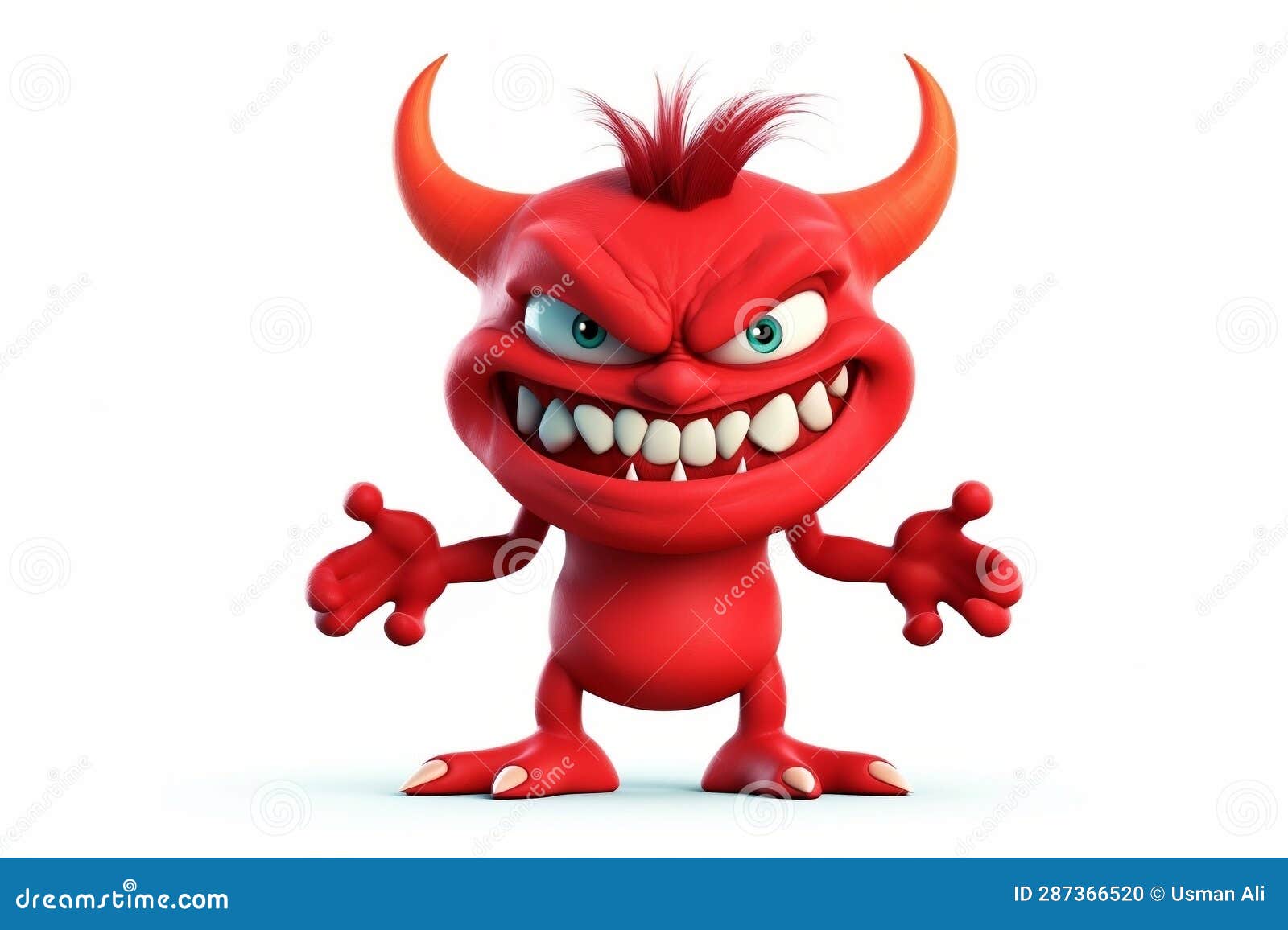 Red Cartoon 3D Devil on Transparent Background. AI Stock Illustration ...