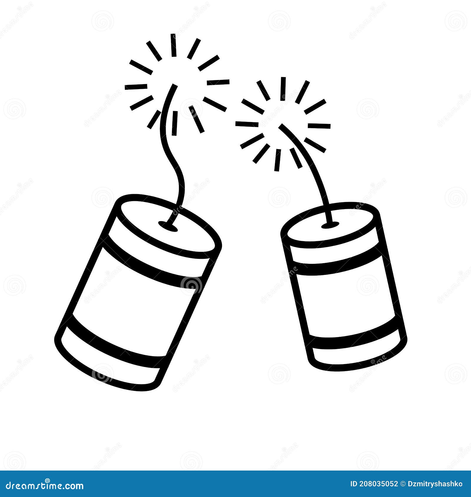 Red Cartoon Firecracker Line Icon. Clipart Image Stock Vector ...