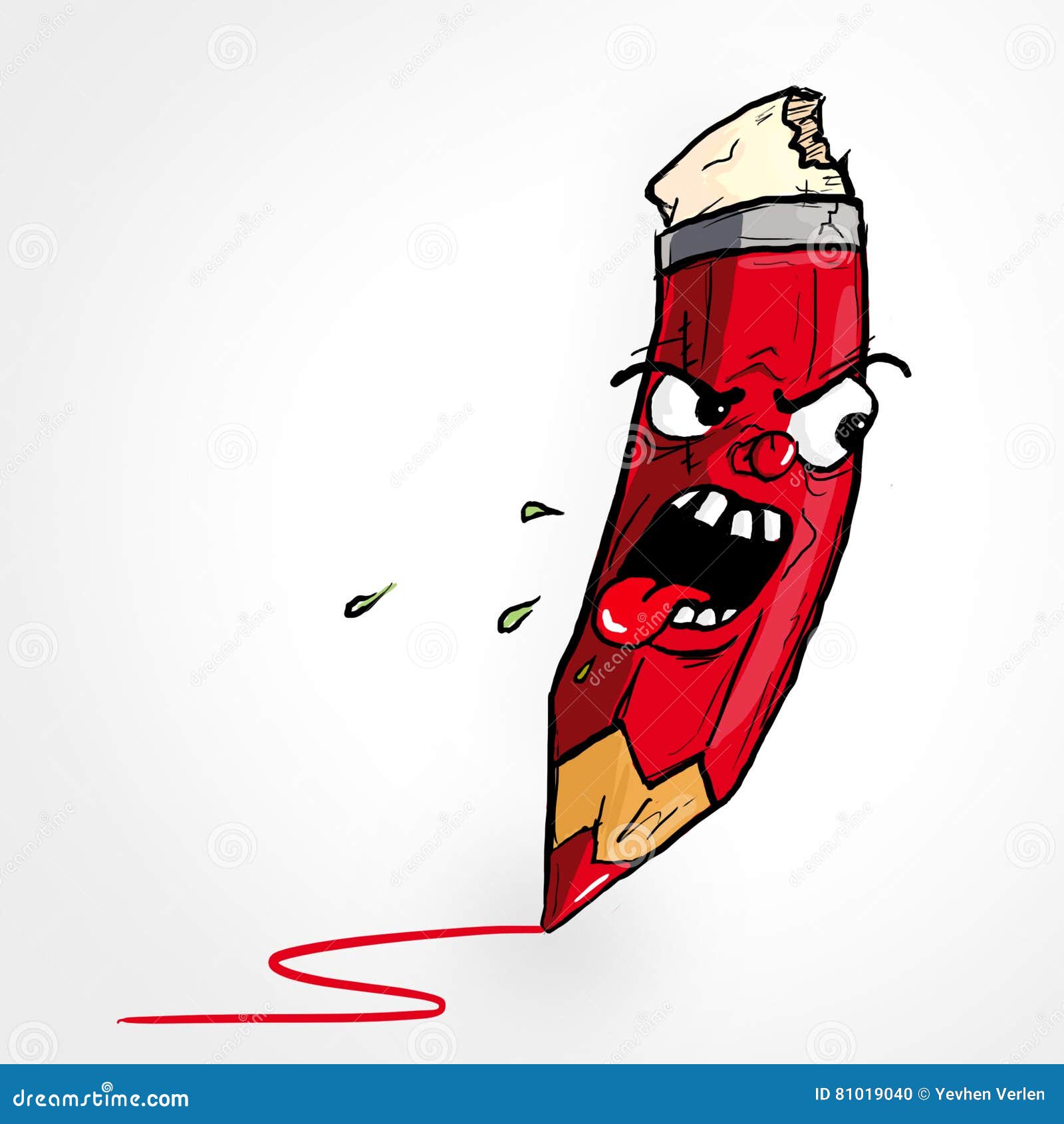 Red cartoon pencil writing stock illustration. Illustration of sharp ...