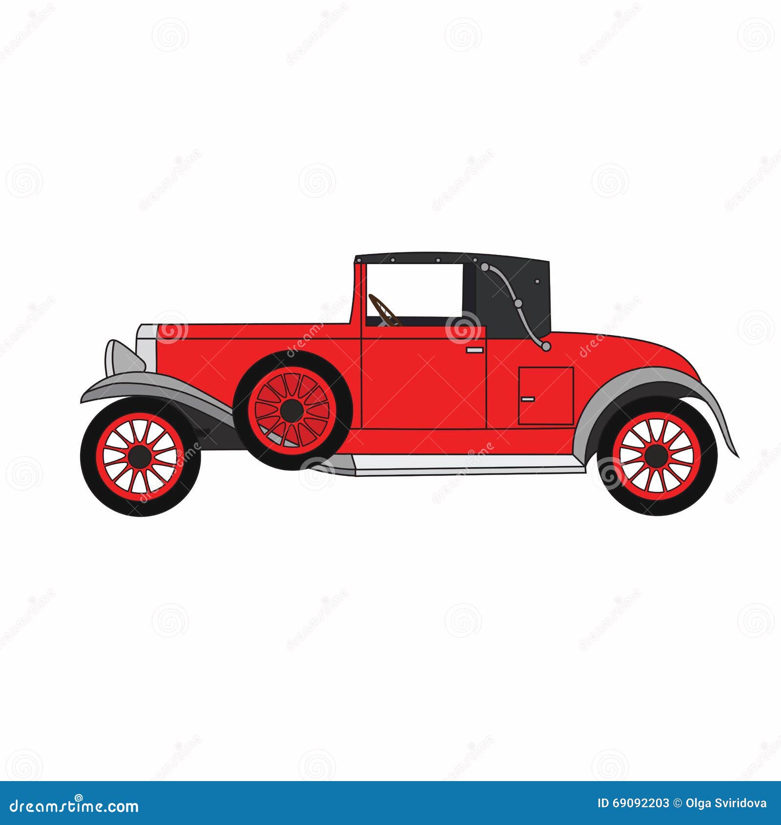Red cartoon retro car. stock vector. Illustration of race - 69092203