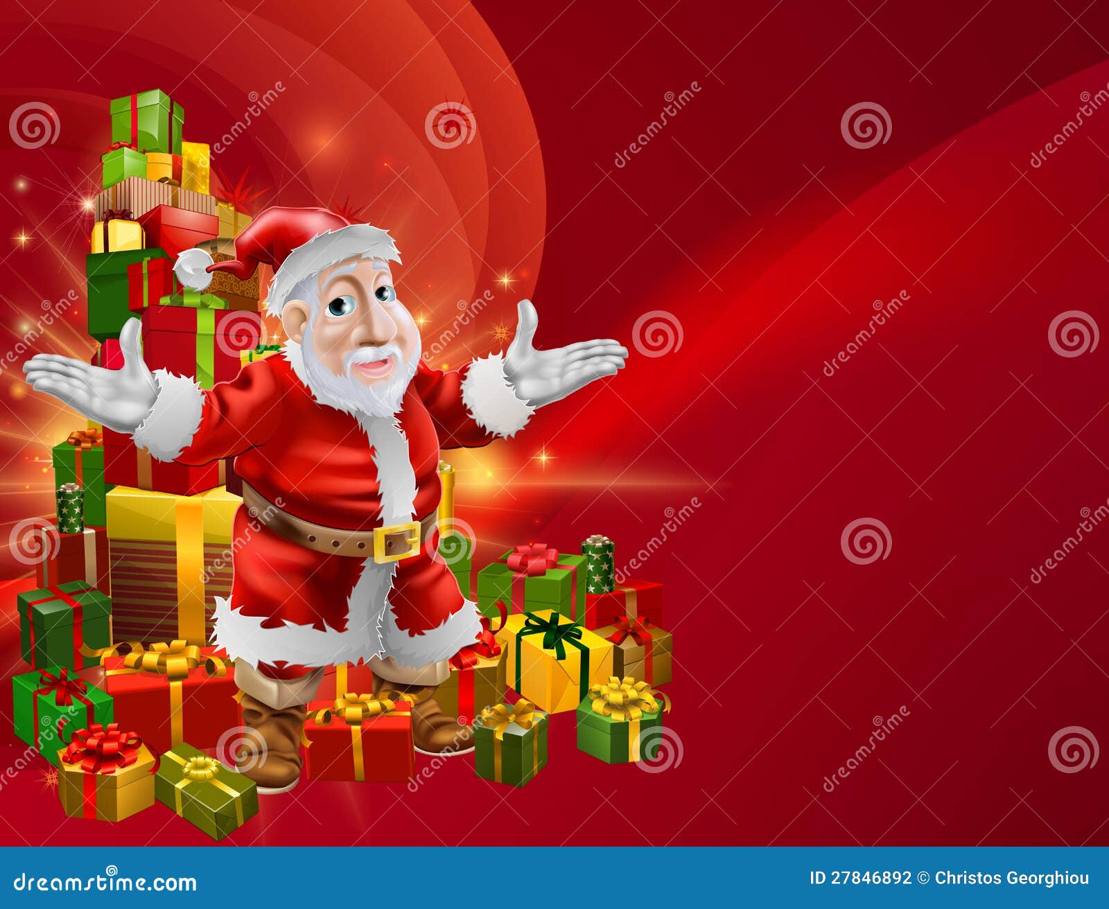 Red Cartoon Santa Background Stock Vector - Illustration of present ...