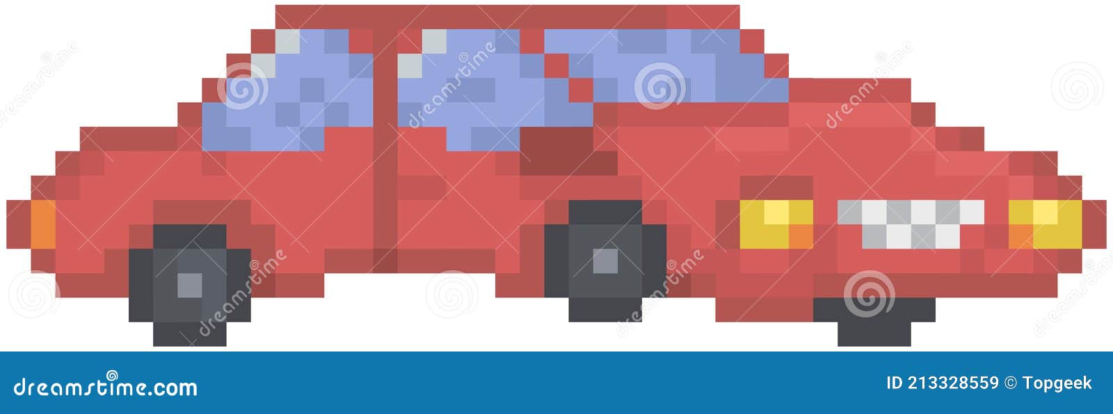 Red Cartoon Vehicle Vector Illustration. Passenger Car for Old Game ...