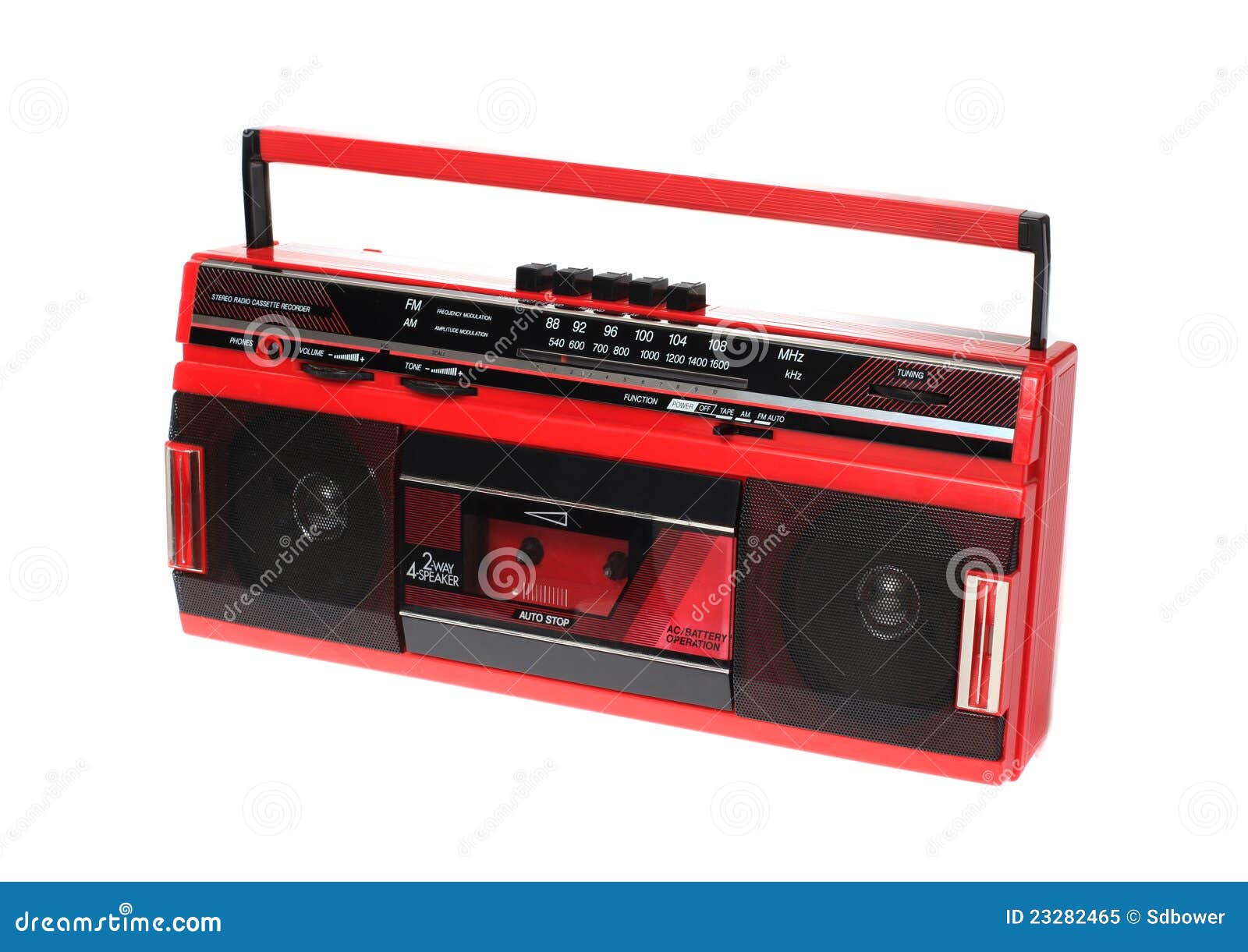 Red Cassette Radio Isolated on White Stock Image - Image of cassette ...