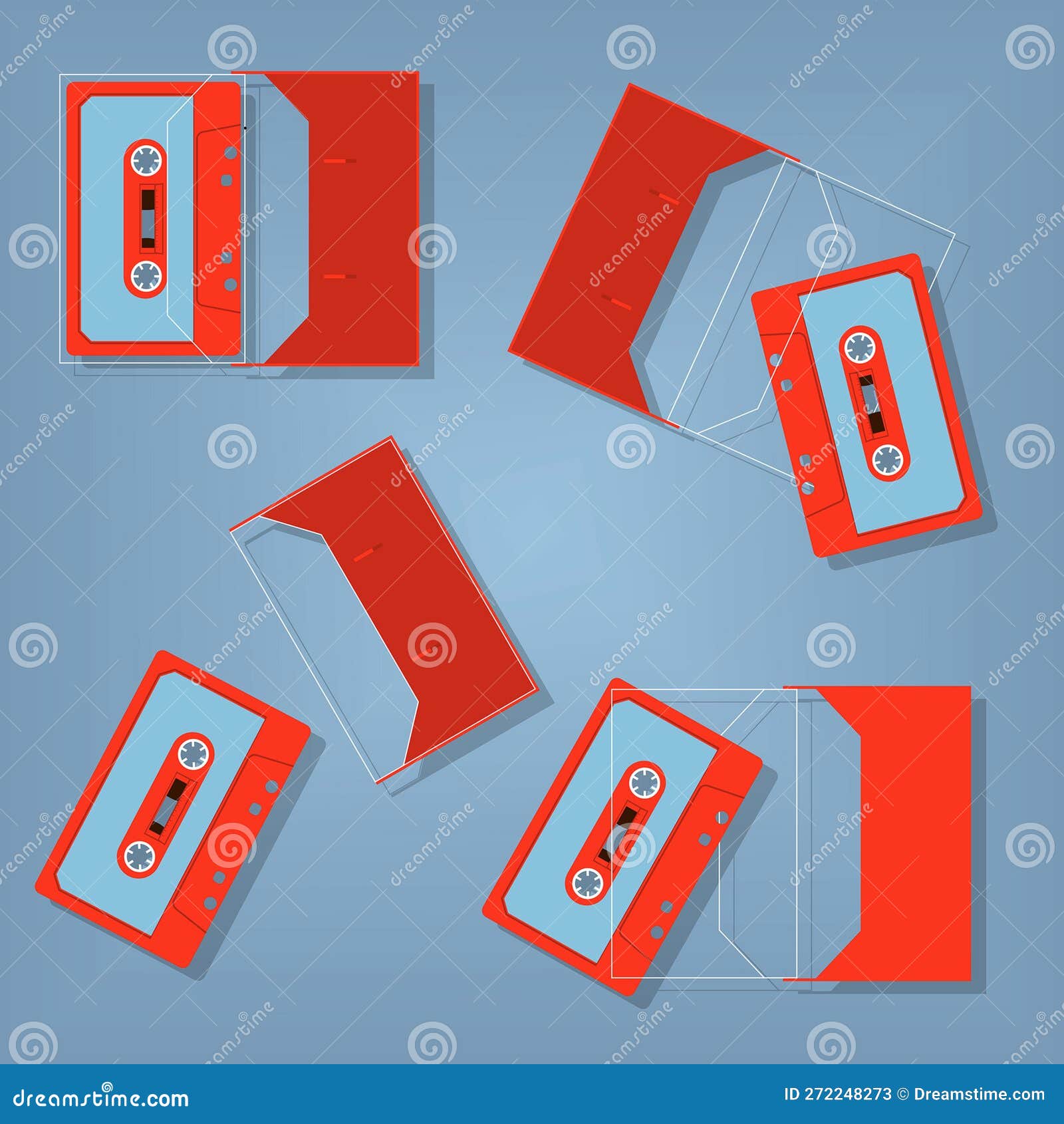 Red Cassette Tape Classic Style and Case Stock Vector - Illustration of ...