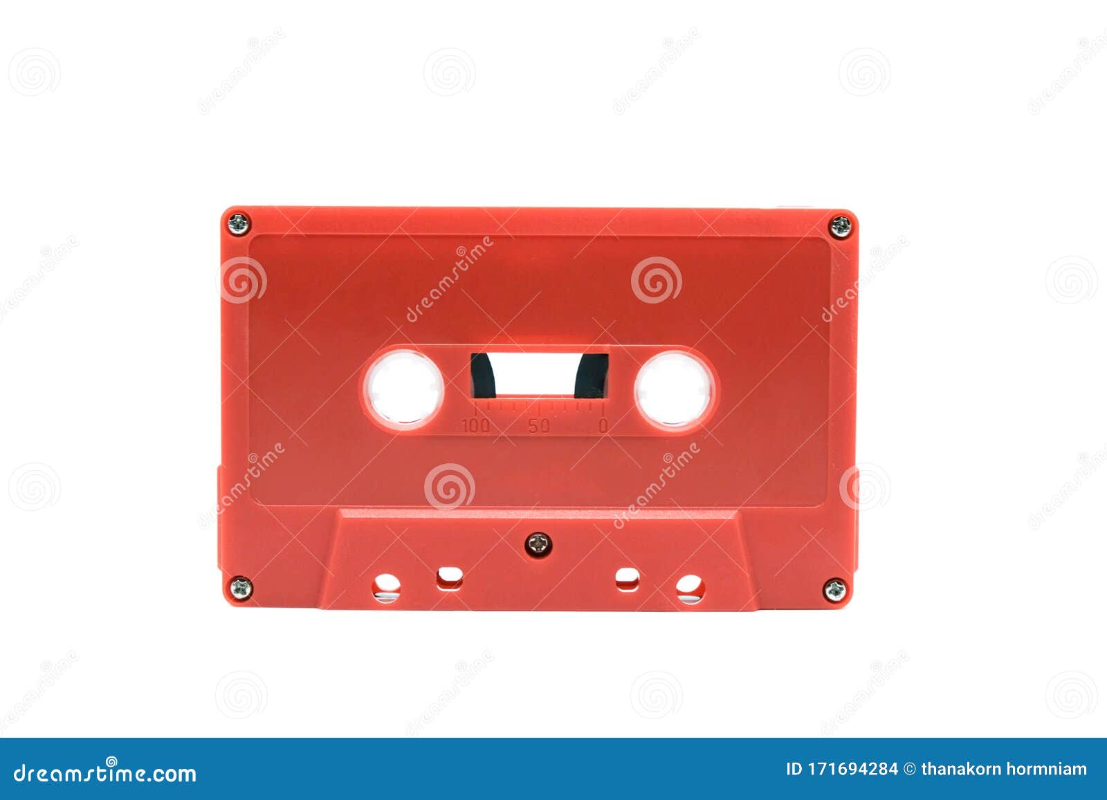 Red Cassette Tape Isolate on White Background Stock Photo - Image of ...