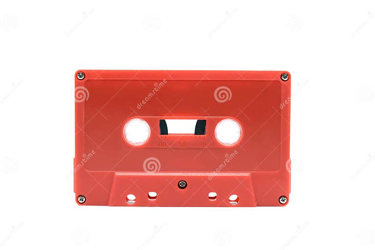 Red Cassette Tape Isolate on White Background Stock Photo - Image of ...