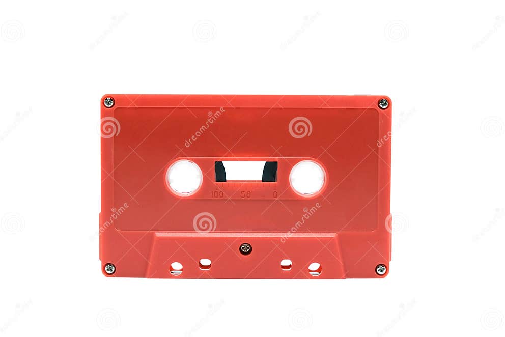 Red Cassette Tape Isolate on White Background Stock Photo - Image of ...