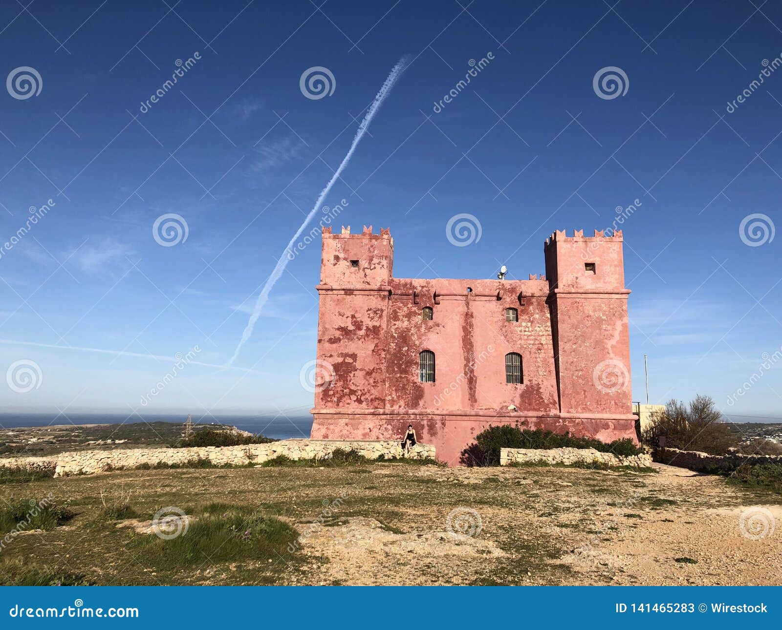 The Red Castle stock image. Image of malta, building - 141465283