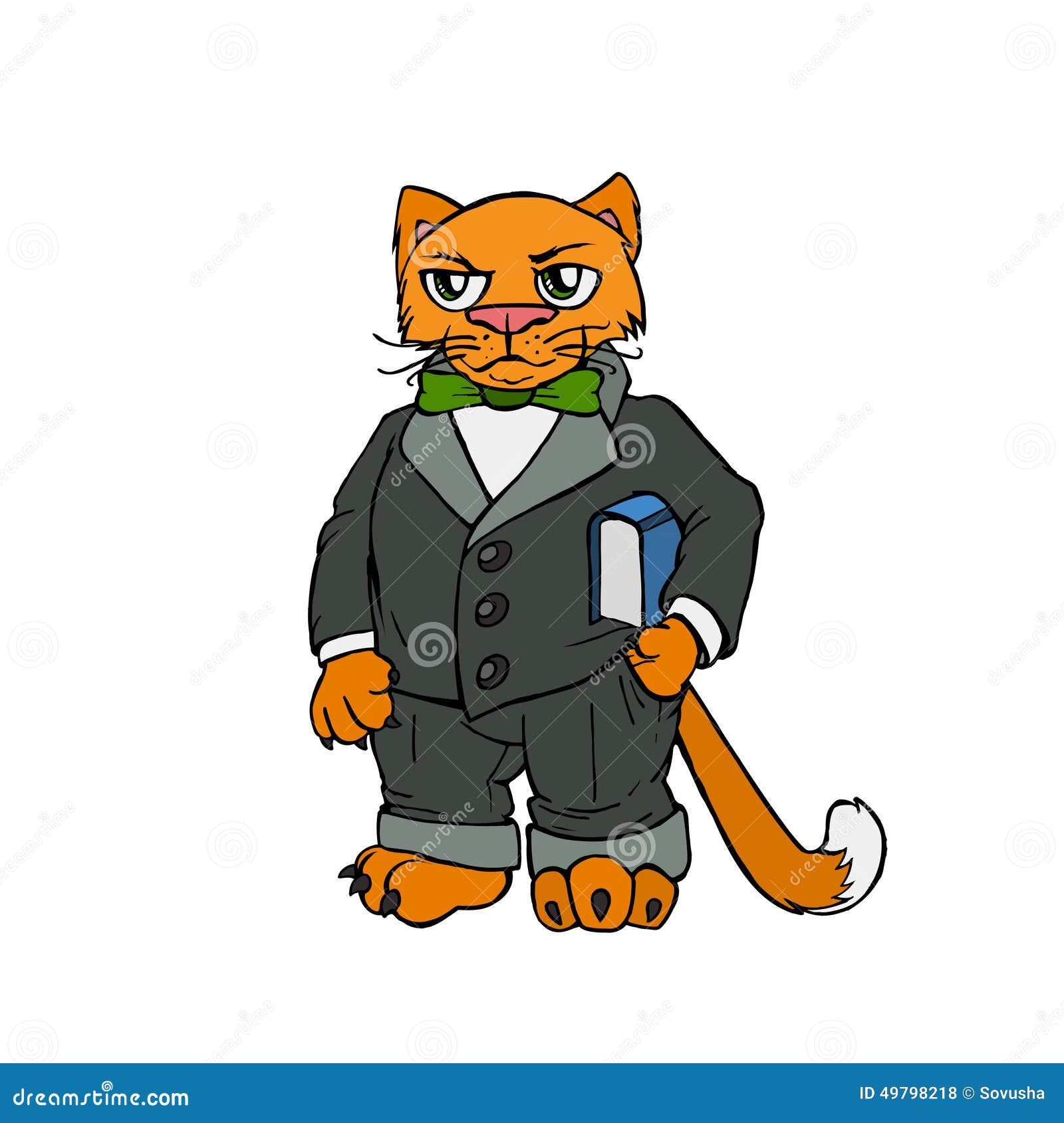 Red Cat Boss in Office. Vector Illustration. Stock Vector ...