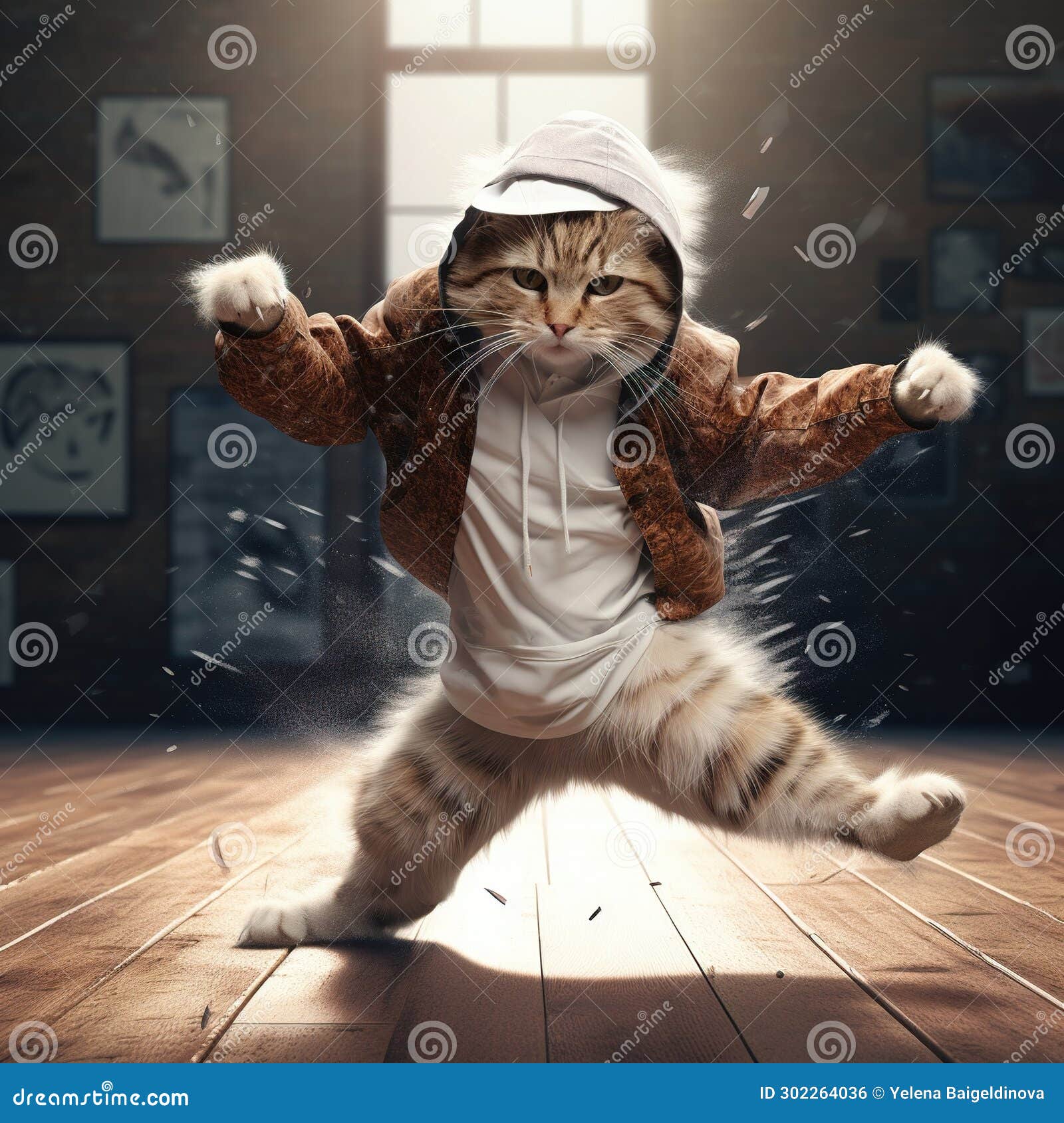 A red cat dances hip-hop stock illustration. Illustration of hiphop ...