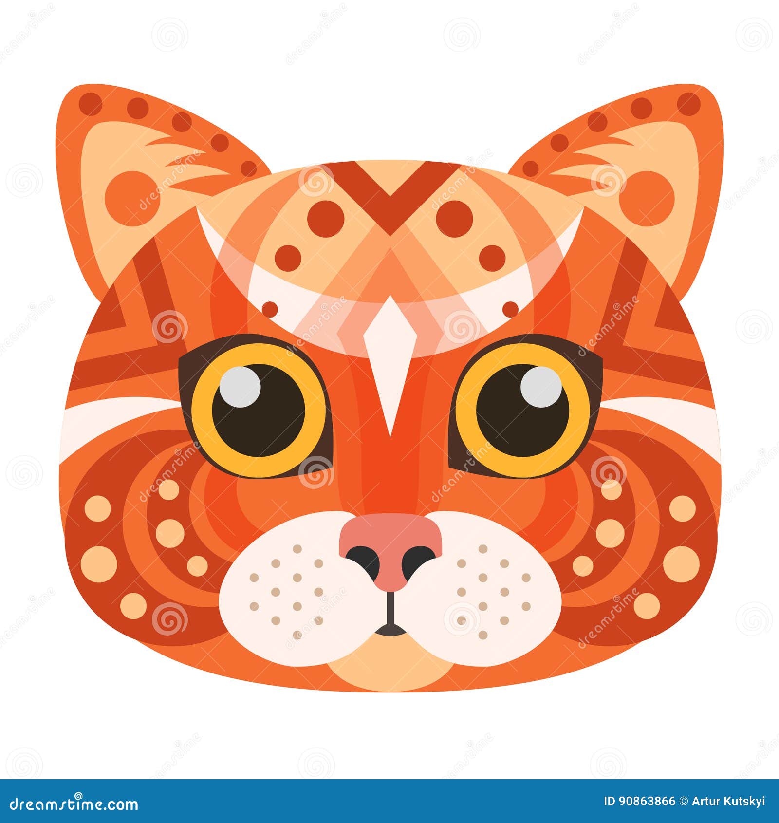 Red Cat Head Logo. Vector Decorative Emblem. Stock Vector ...