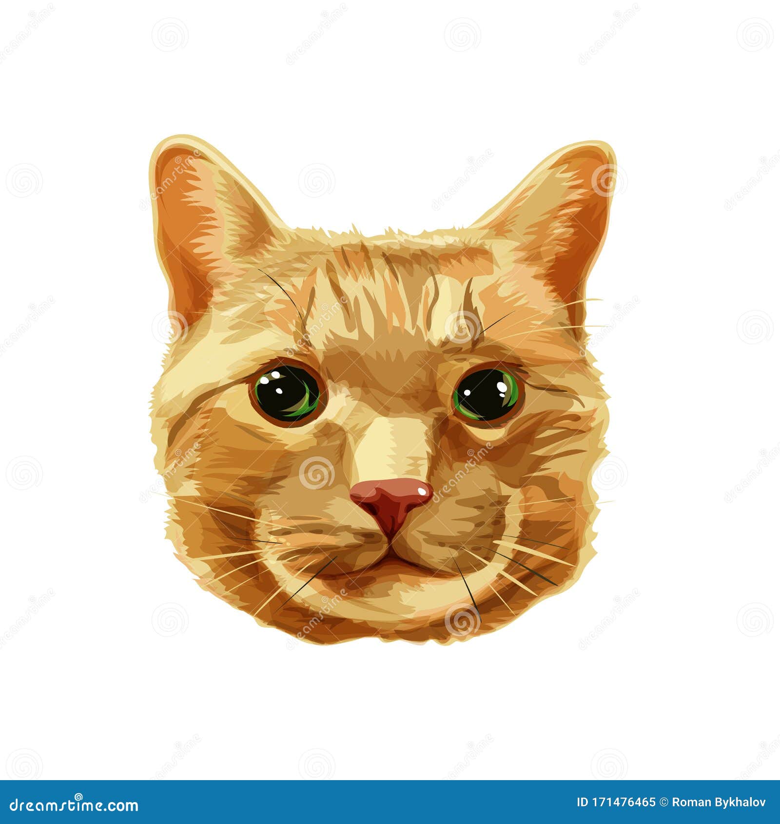 Red cat head vector stock vector. Illustration of kitten - 171476465