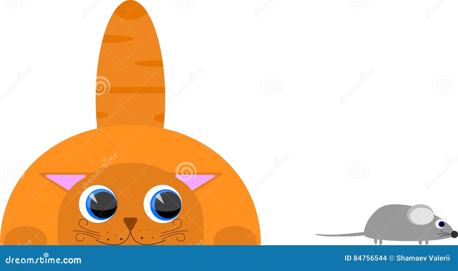 Red Cat Hunting for Mouse. Isolated on a White Background. EPS 10 Stock ...