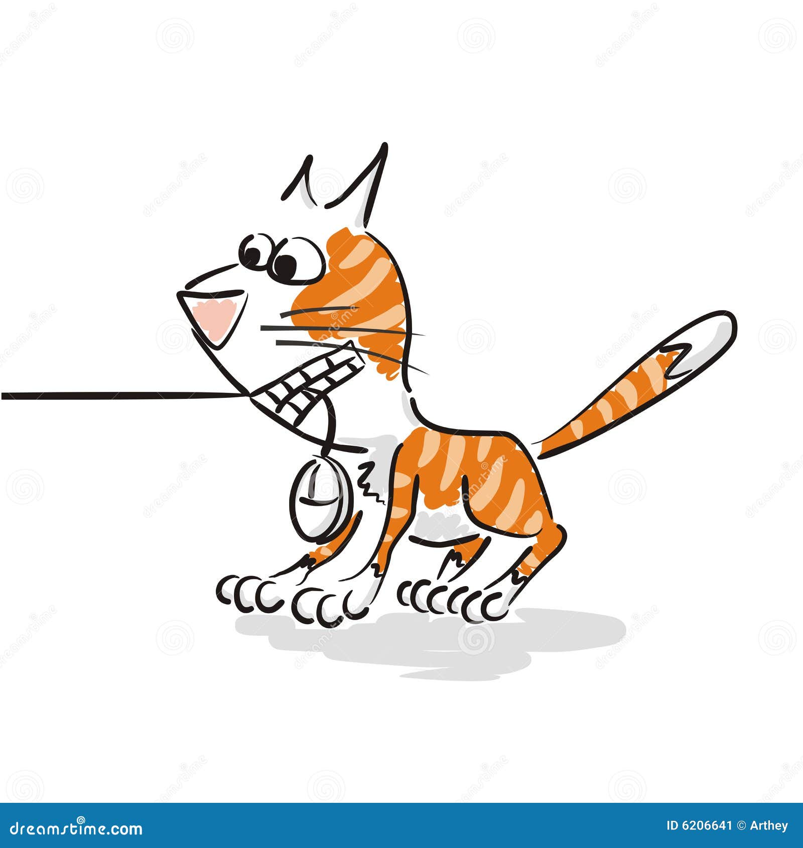 Red Cat with Mouse in Teeth Stock Vector - Illustration of cartoon ...
