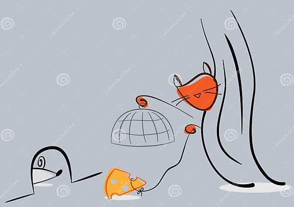 Red Cat Trying To Catch a Mouse Stock Vector - Illustration of fantasy ...