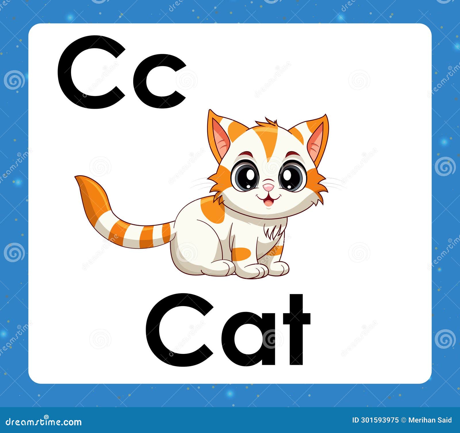 Red Cat Vector Isolated on White Background. Letter C Flashcard Stock ...
