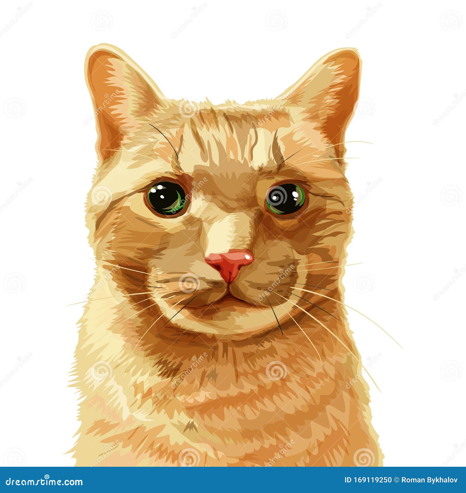 Red cat vector portrait stock vector. Illustration of green - 169119250