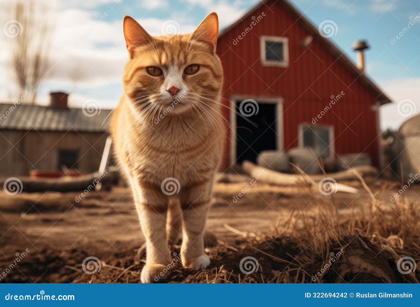 Red cat walking in a farm stock photo. Image of nature - 322694242