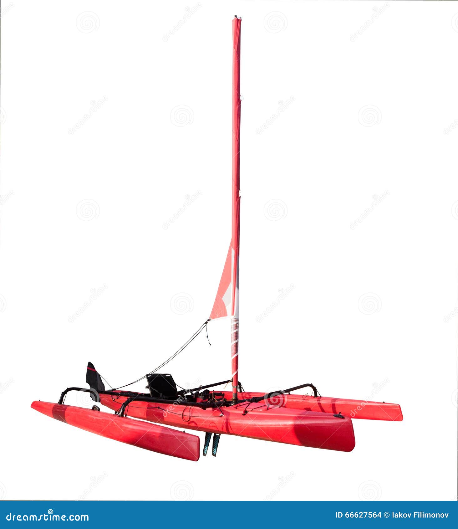 Red Catamaran Isolated on White Background Stock Photo - Image of ocean ...