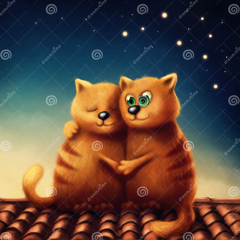 Red cats in love stock illustration. Illustration of abstract - 81891833