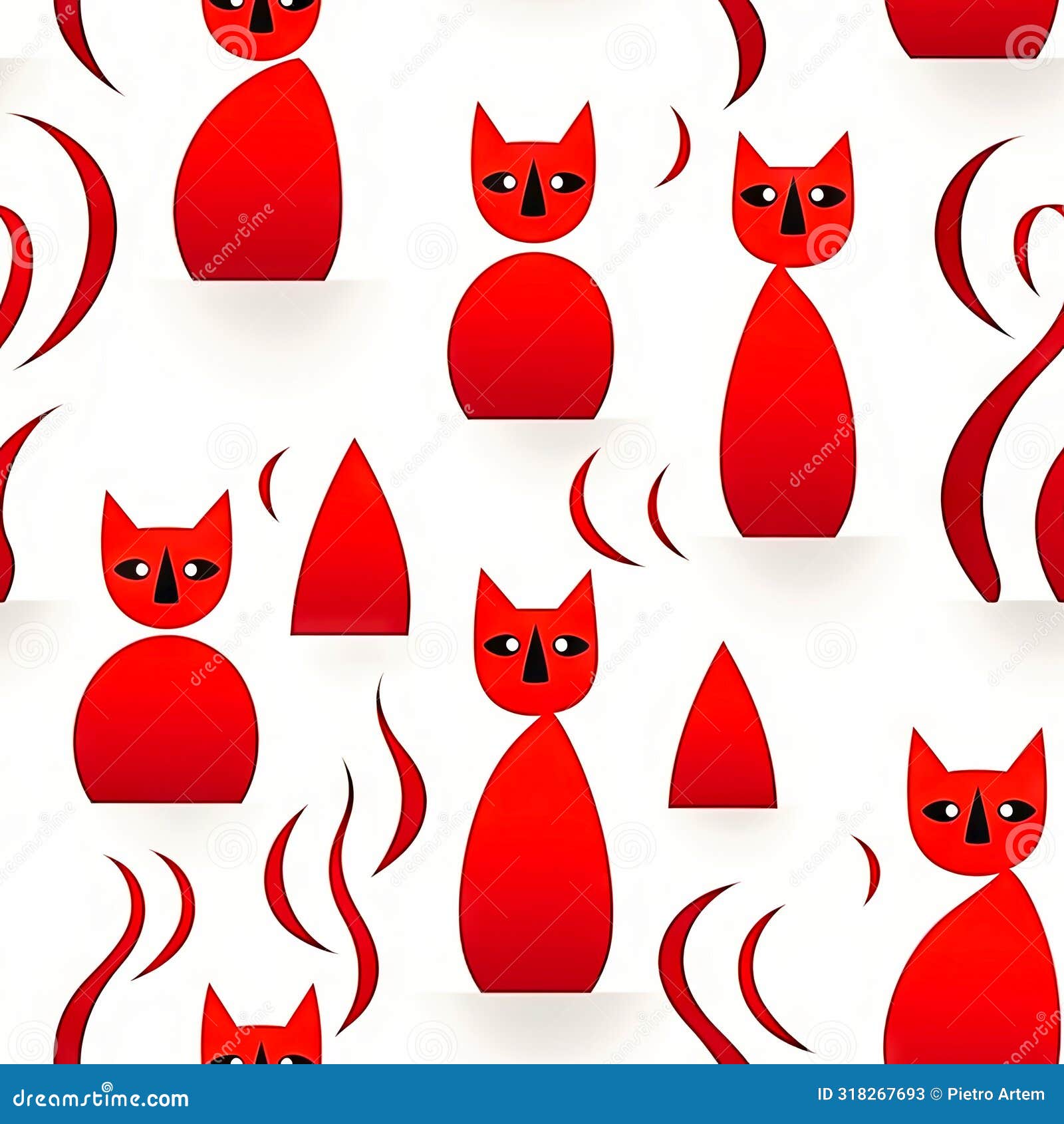 Red Cats with Shadow Pattern Banner Wallpaper Simple Stock Image ...