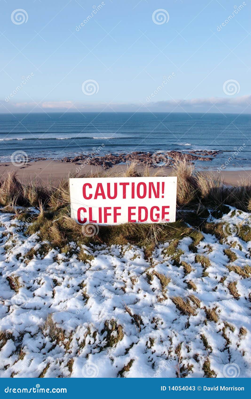 Red Caution Sign on a Cliff Edge Stock Image - Image of coast ...
