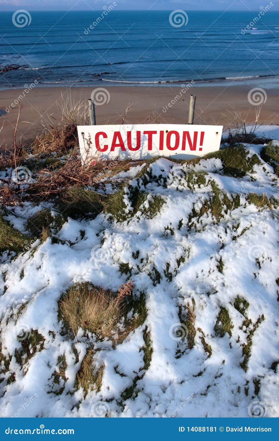 Red Caution Sign on Cliffs Dangerous Edge Stock Image - Image of ...