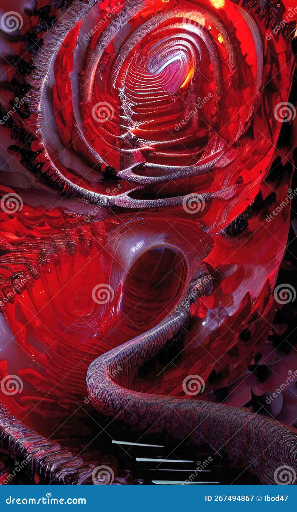 Red Cave with Stairs and Passageways AI Art Stock Illustration ...